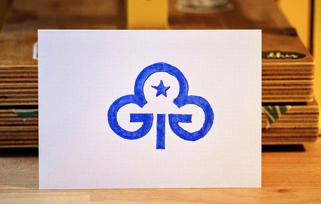 Girlguiding Trefoil Hand-printed Linocut Card - Etsy