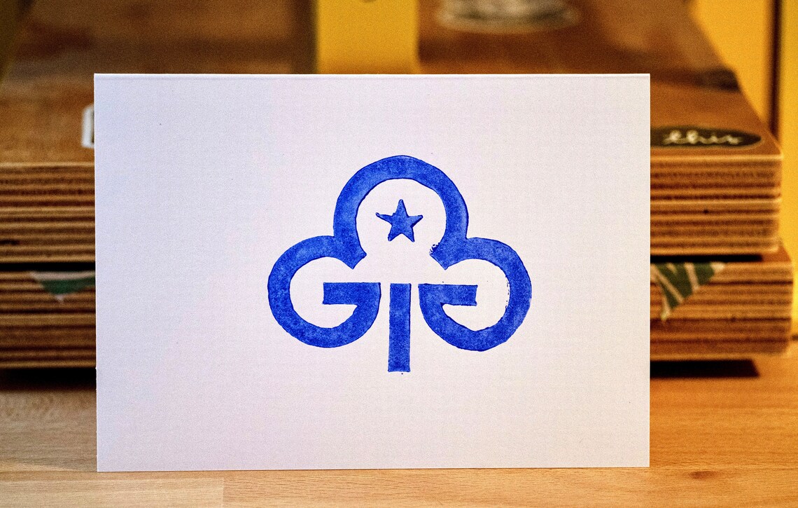 Girlguiding Trefoil Hand-printed Linocut Card - Etsy UK