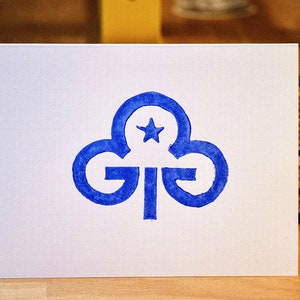 Girlguiding Trefoil Hand-printed Linocut Card - Etsy UK
