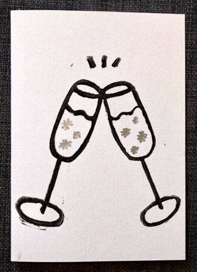 Cheers! Hand-printed Linocut Card - Etsy UK