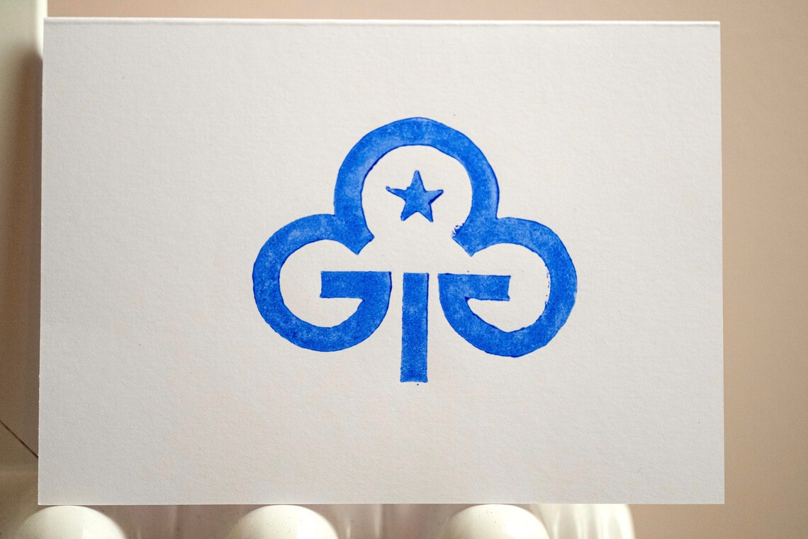 Girlguiding Trefoil Hand-printed Linocut Card - Etsy UK