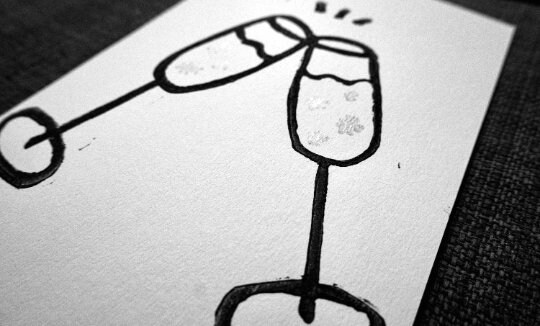 Cheers! Hand-printed Linocut Card - Etsy UK