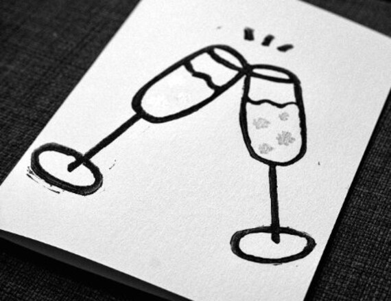 Cheers Hand-printed Linocut Card - Etsy UK