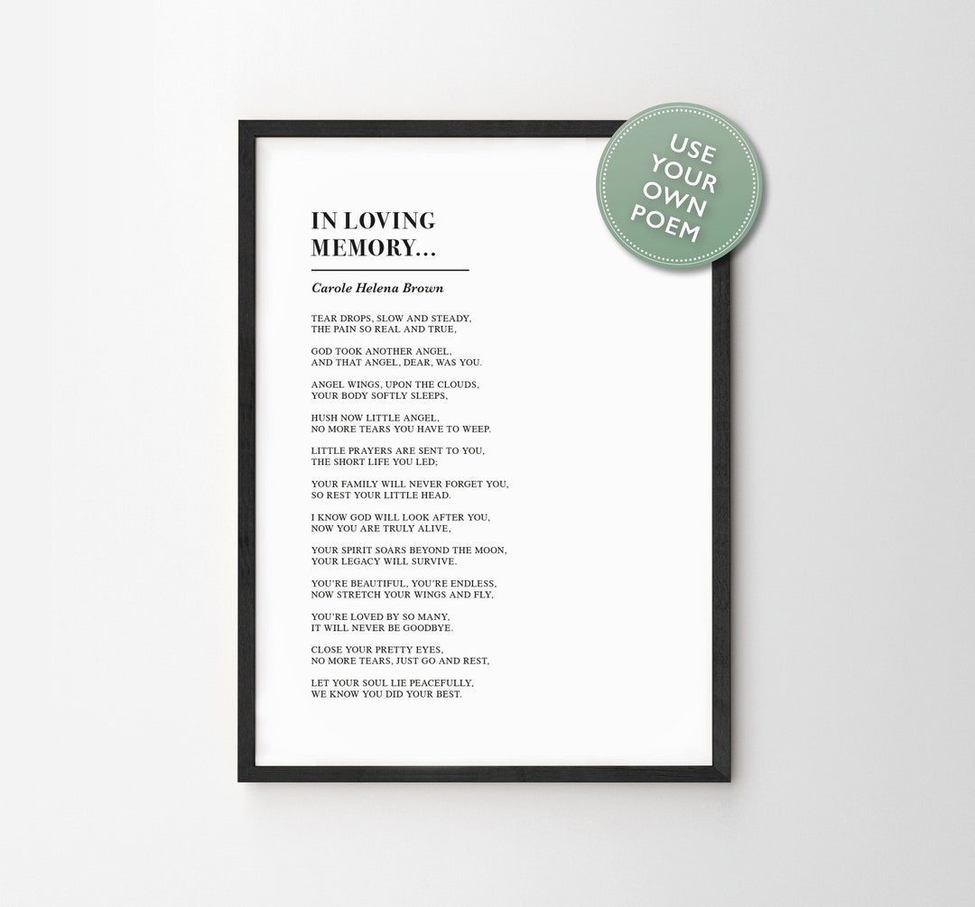 Personalized Memorial Poem Print: Custom in Loving Memory Gift - Etsy