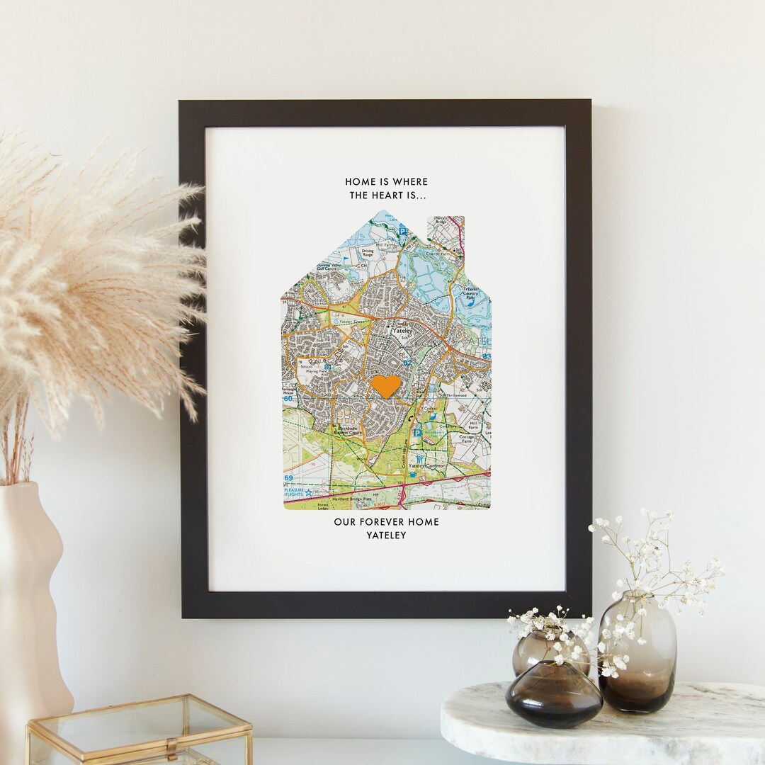 Personalised Our Home Map Print, Custom Made Gift for New Home, Map of ...