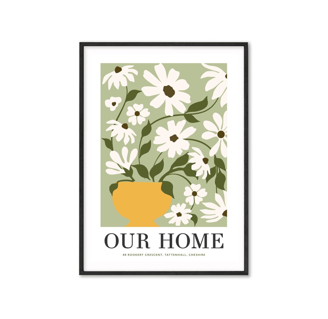 Custom Made Our Home Place Name Modern Floral Personalised Poster Art ...