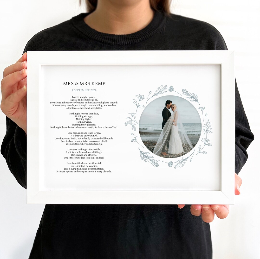 Floral Wedding Personalised Poem Photo Print A4 A3 Custom Made Baby ...