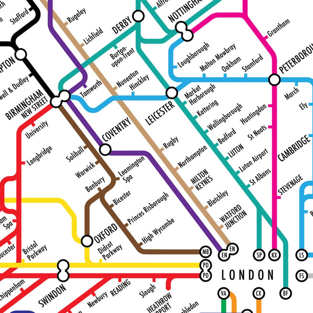 Tube Map of the UK Print for Home. Bedroom. Gift. Wall Art. - Etsy UK
