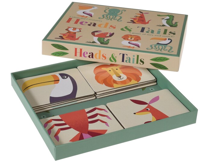 Colourful Creatures Heads and Tails Game for Young Children, Colourful ...