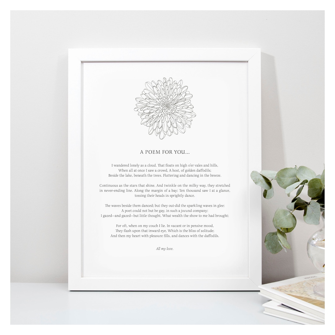 Personalised Black and White Floral Poem Print Available Framed. Use ...