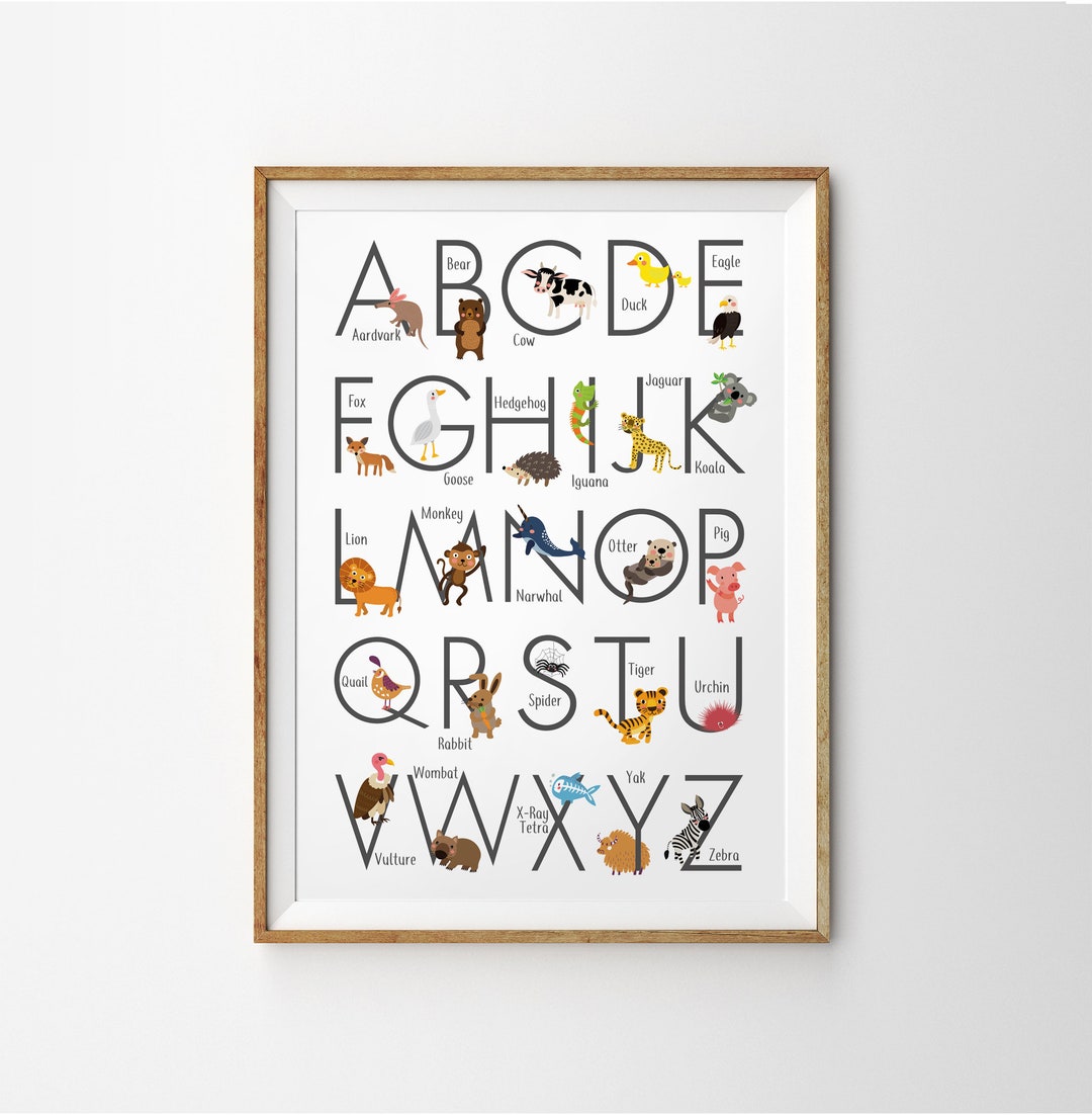 Animal Alphabet Unframed Print Art Home Wall Decor Contemporary Modern ...