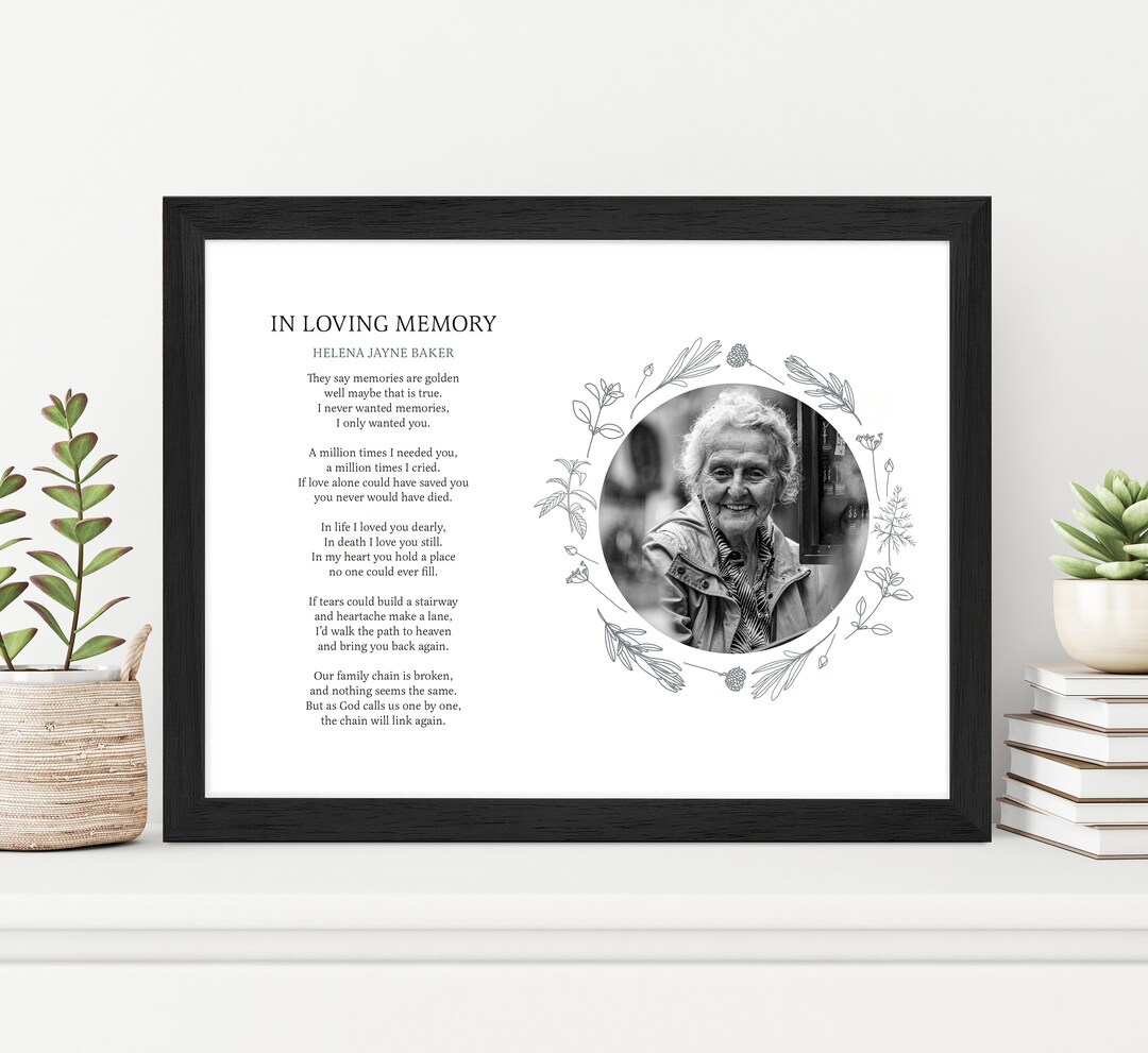Personalized Memorial Photo Print With Poem: Custom Funeral Keepsake - Etsy