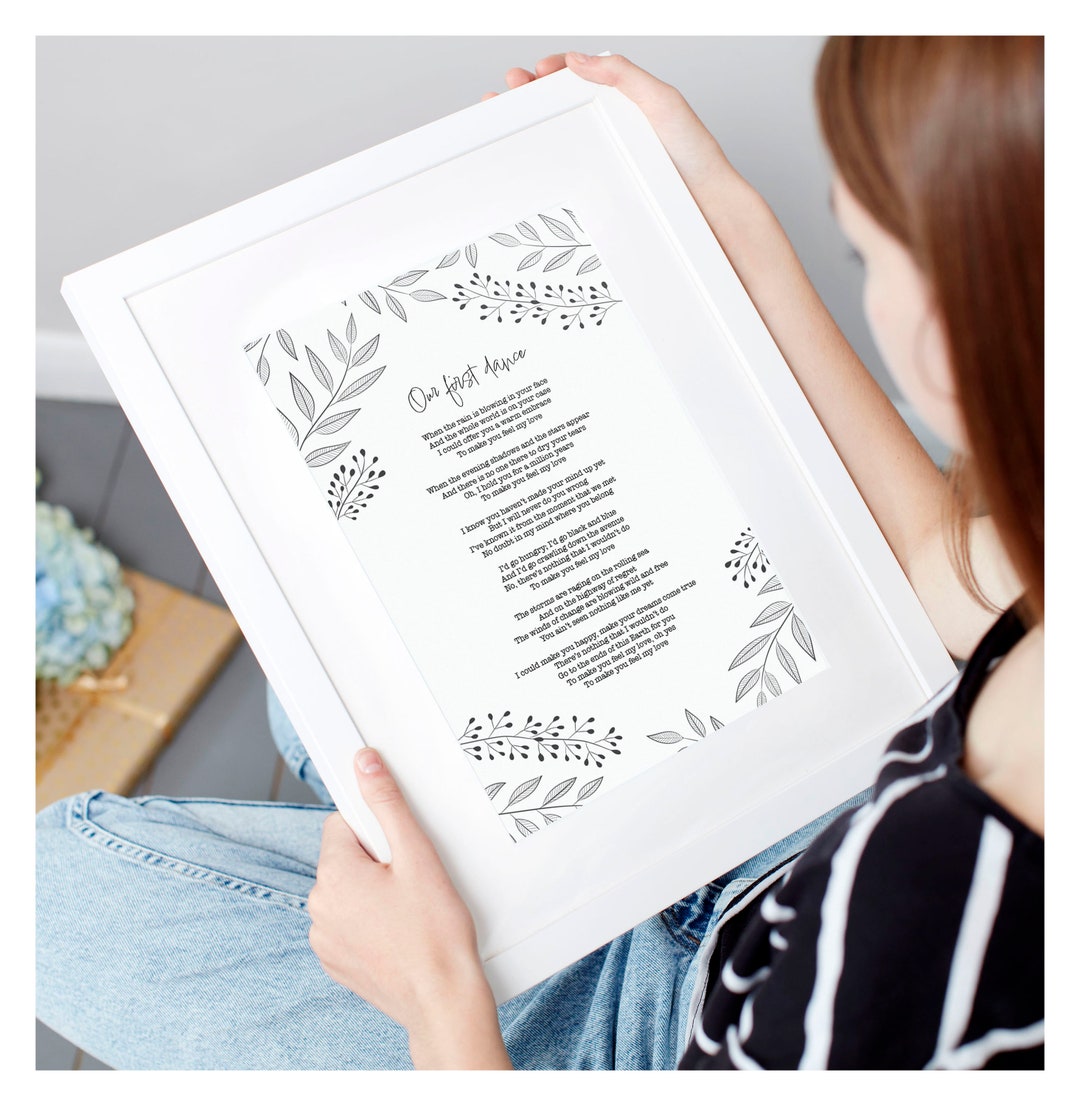 Personalised Black and White Floral Poem Print Available Framed. Use ...