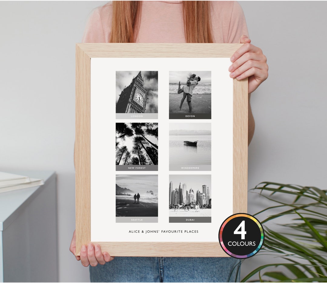 Use Your Own Photos 6 Picture Collage Print Framed Travel Wedding ...