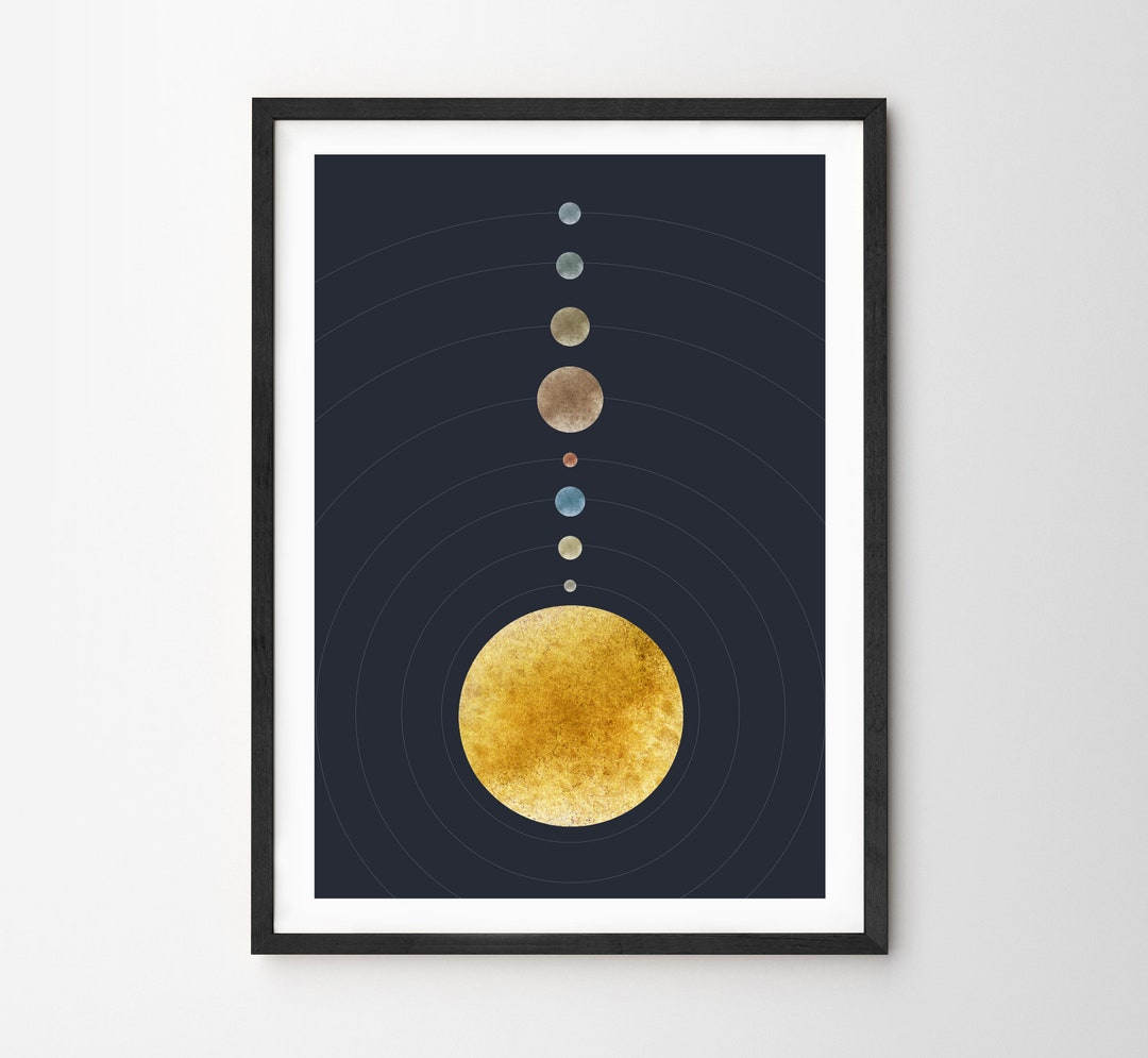 Modern Solar System Illustration Print. Home Wall Decor Space Handmade ...