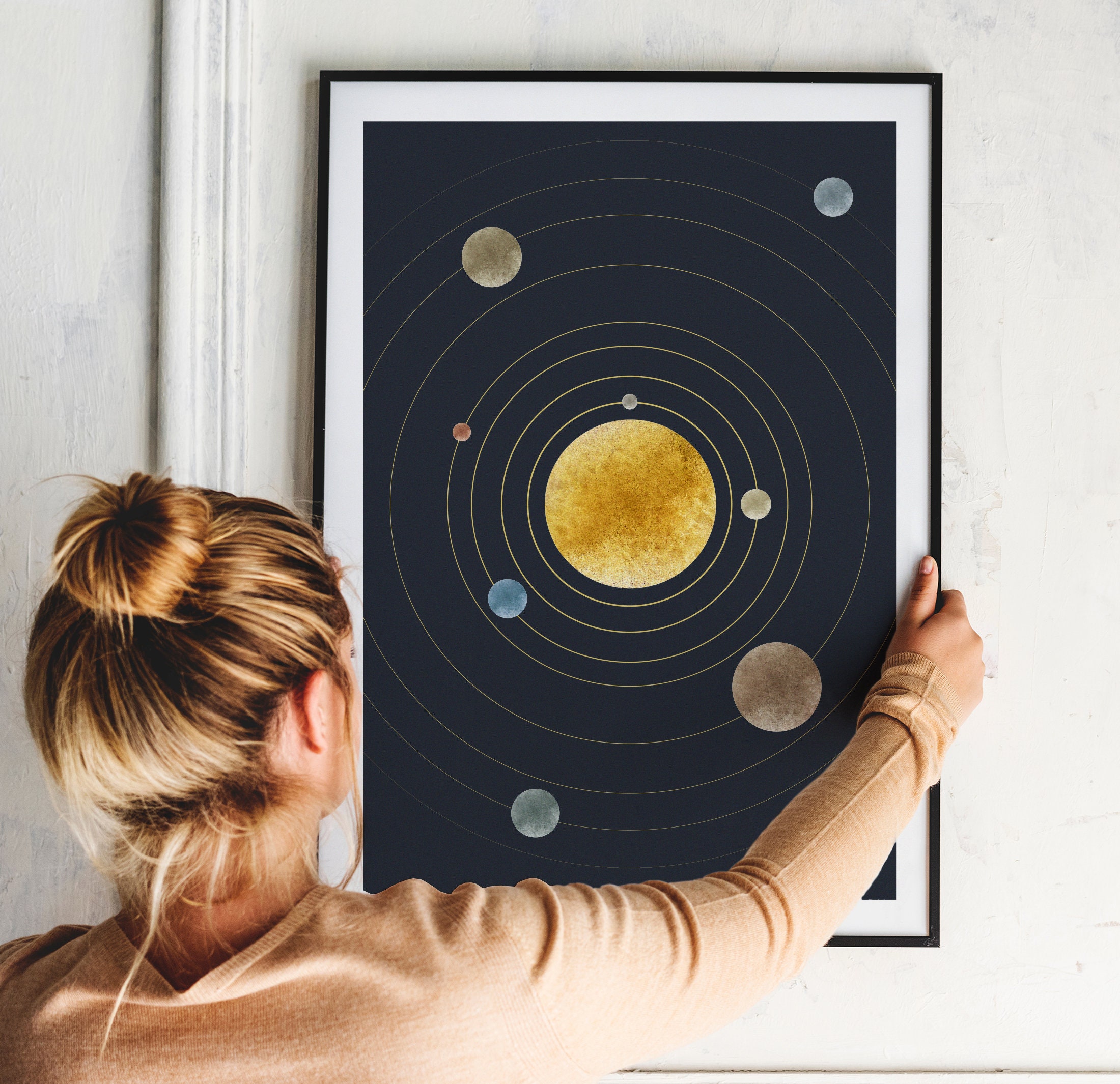 The Solar System Illustration Print. Home Wall Decor Space Handmade ...