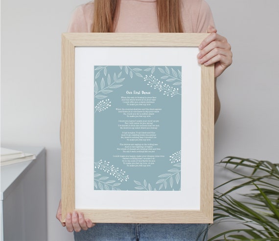 Blue Floral Personalised Words Print. Use Your Own Poem - Etsy UK
