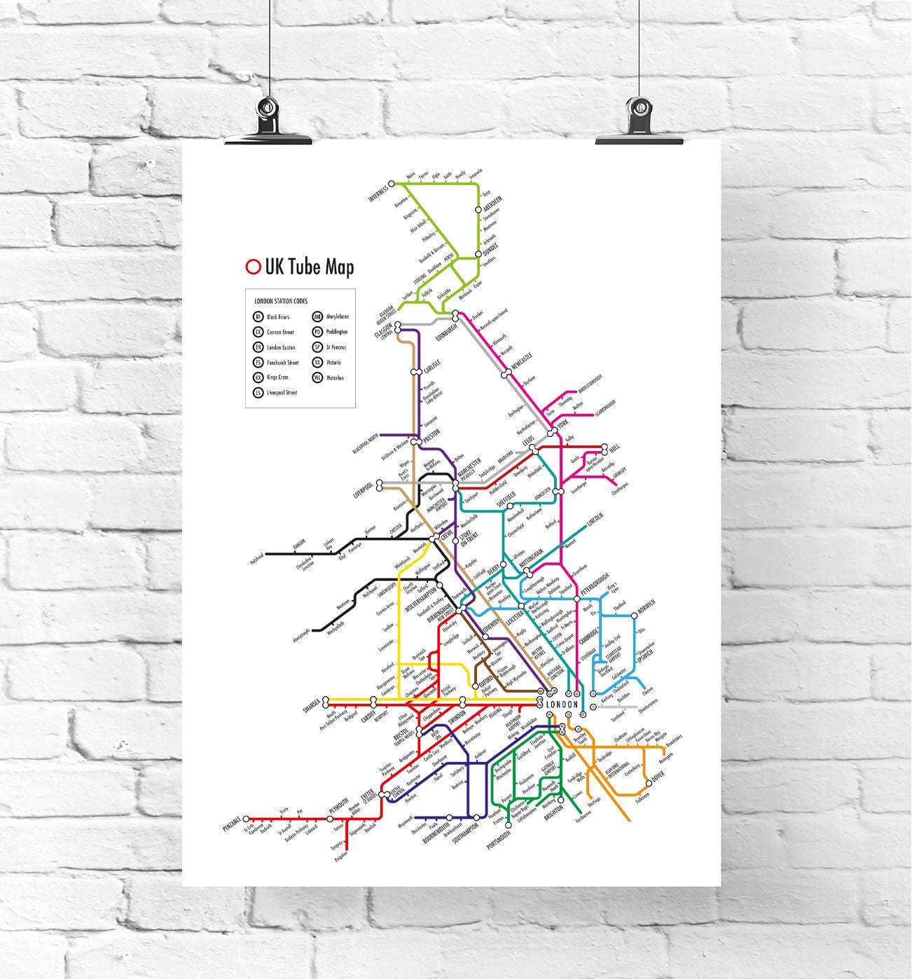 UK Tube Map Art Print: Modern Underground Travel Poster - Etsy