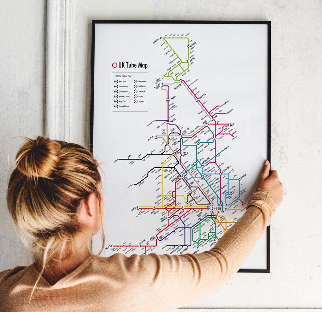 UK Tube Map Art Print: Modern Underground Travel Poster - Etsy