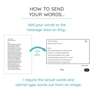 Use Your Own Words Custom Made Personalised Print. Favourite Poem ...