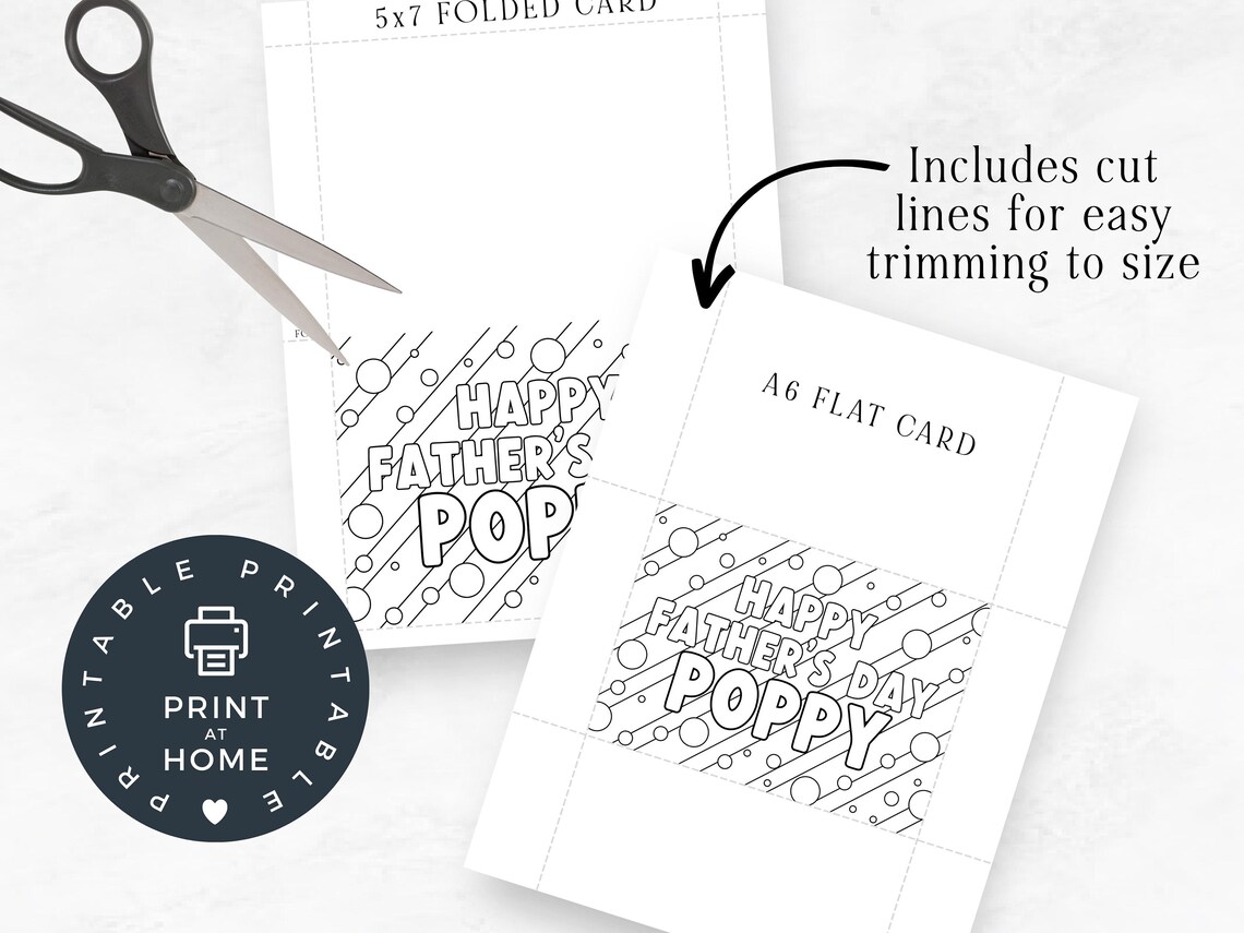 Father's Day Card for Poppy | Printable Coloring Poppy Card | Printable ...