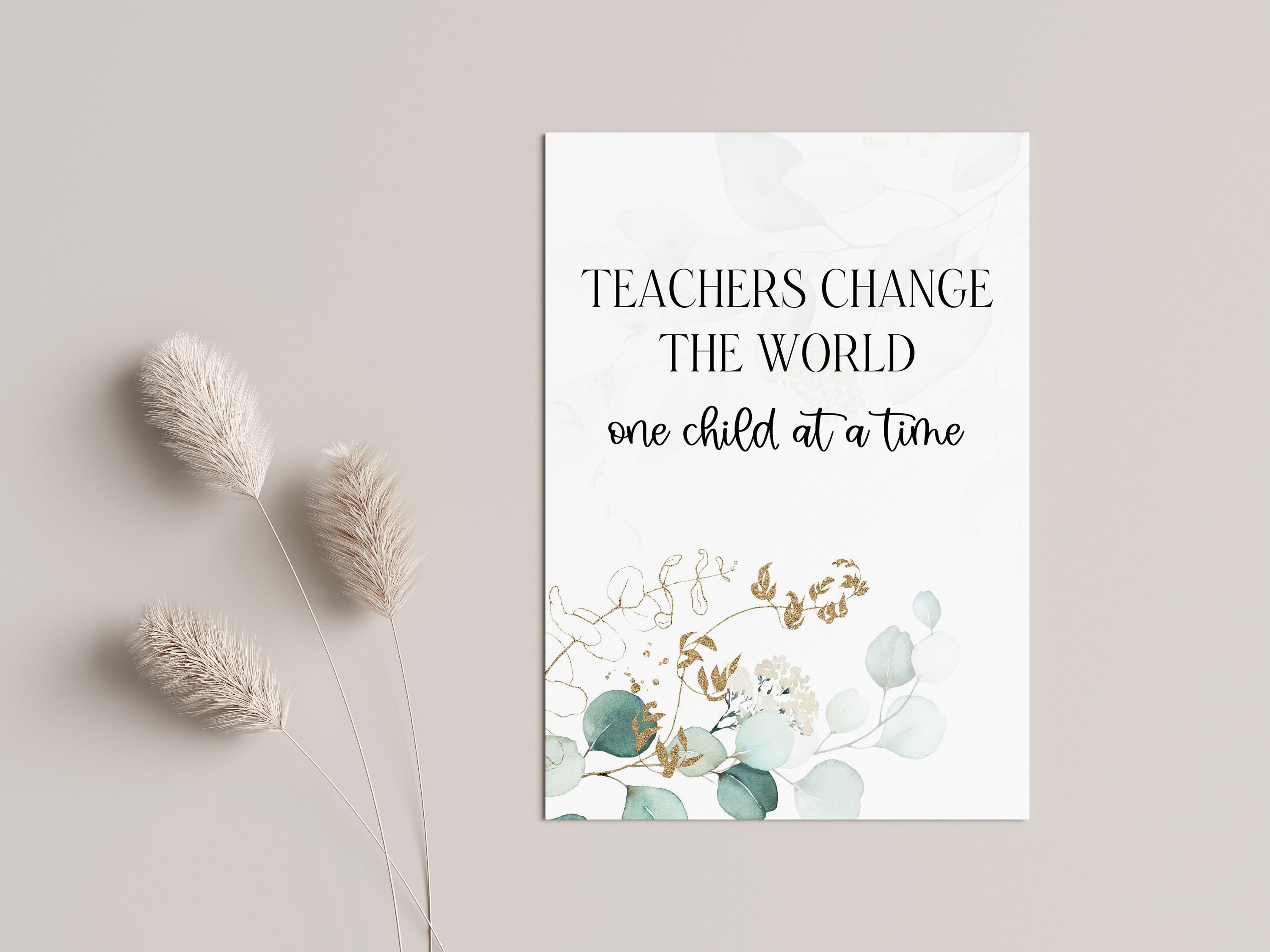 Teachers Day Thank You Card Eucalyptus World Teachers Day - Etsy