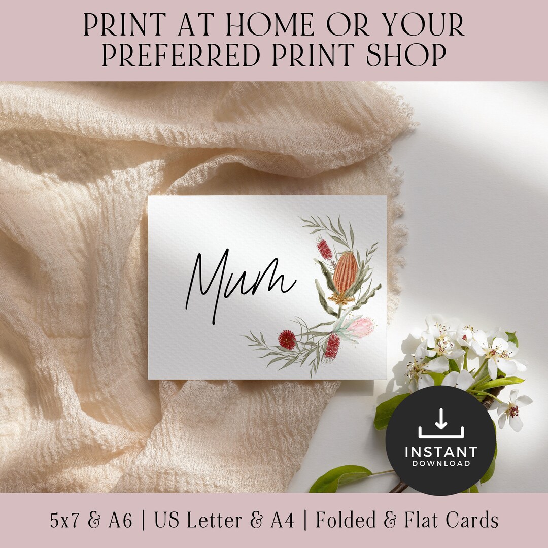 Mum Mothers Day Card Print Out Printable Mother's Day - Etsy