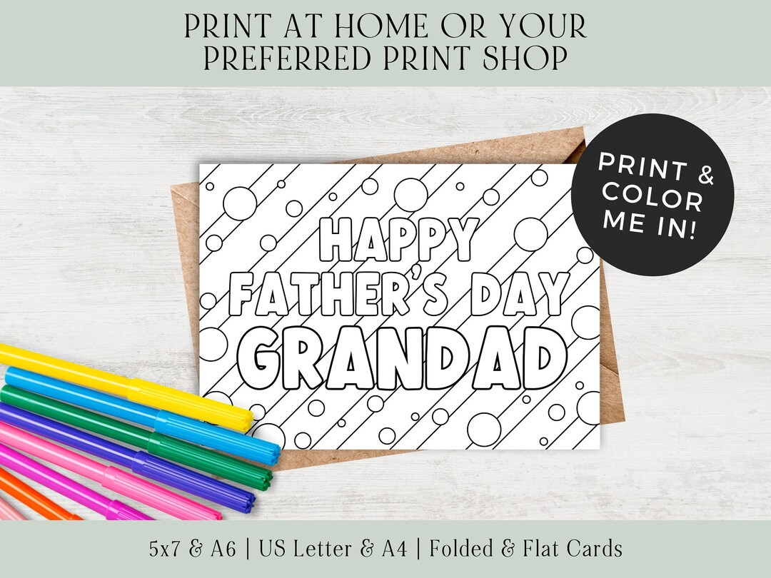 Father's Day Card for Grandad | Printable Coloring Grandad Card ...