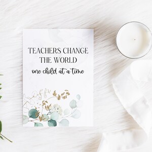 Teachers Day Thank You Card Eucalyptus World Teachers Day Printable ...