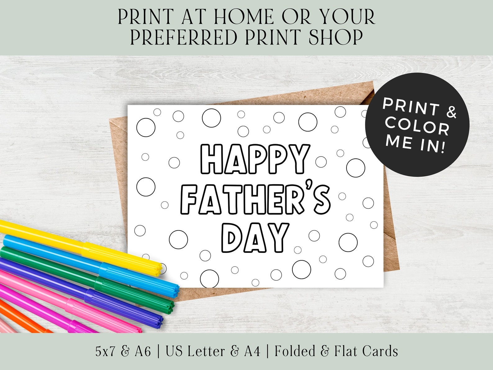 Cute Father's Day Card Printable Coloring Printable Fathers Day Card to ...