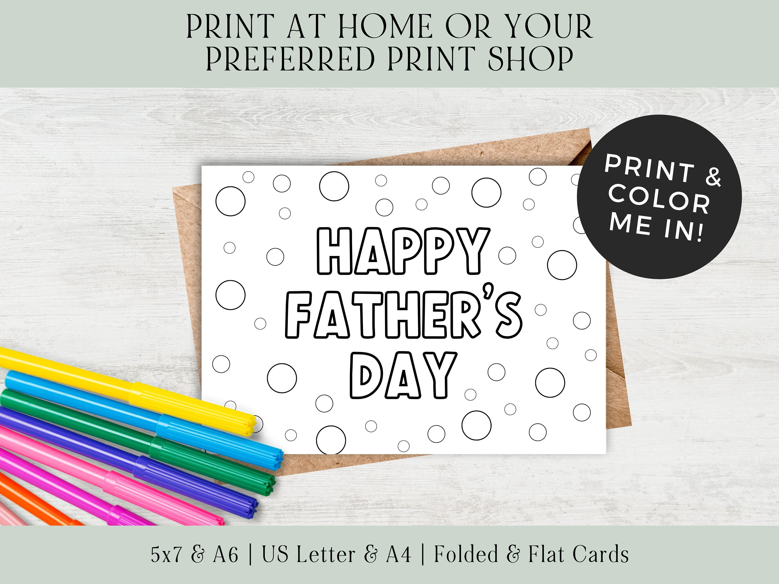 Cute Father's Day Card Printable Coloring Printable Fathers Day Card to ...