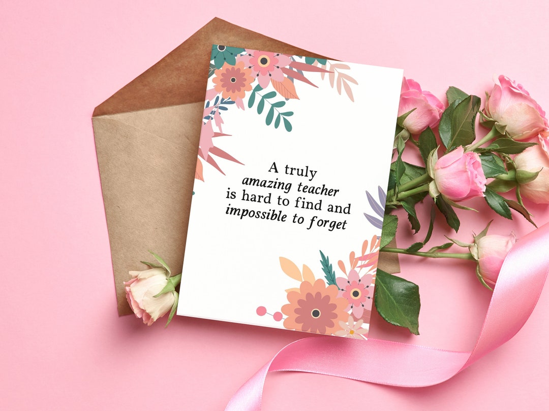 Floral Teachers Day Card | Printable Gift for Teacher | World Teachers ...