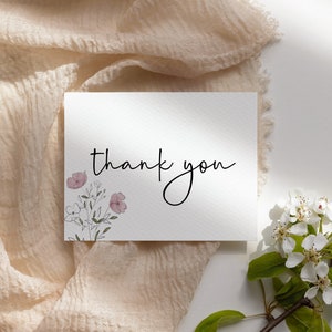 Printable Floral Thank You Cards | Printable Thank You Card | Printable ...