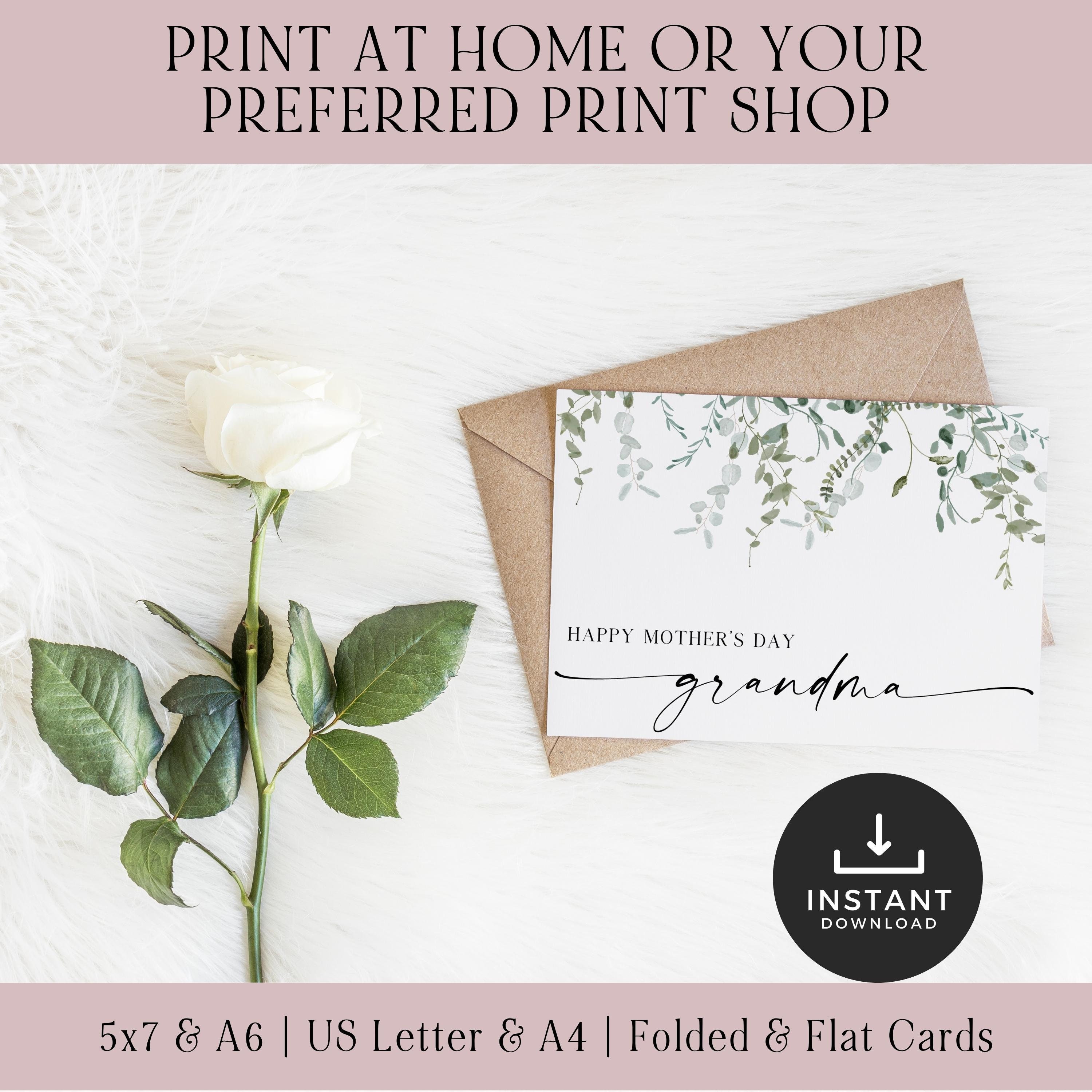 Mothers Day Card Grandma Printable Printable Mother's Day Card Print ...