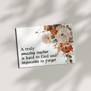 Thank You Teacher Card Boho | Printable Gift for Teacher | Teacher ...