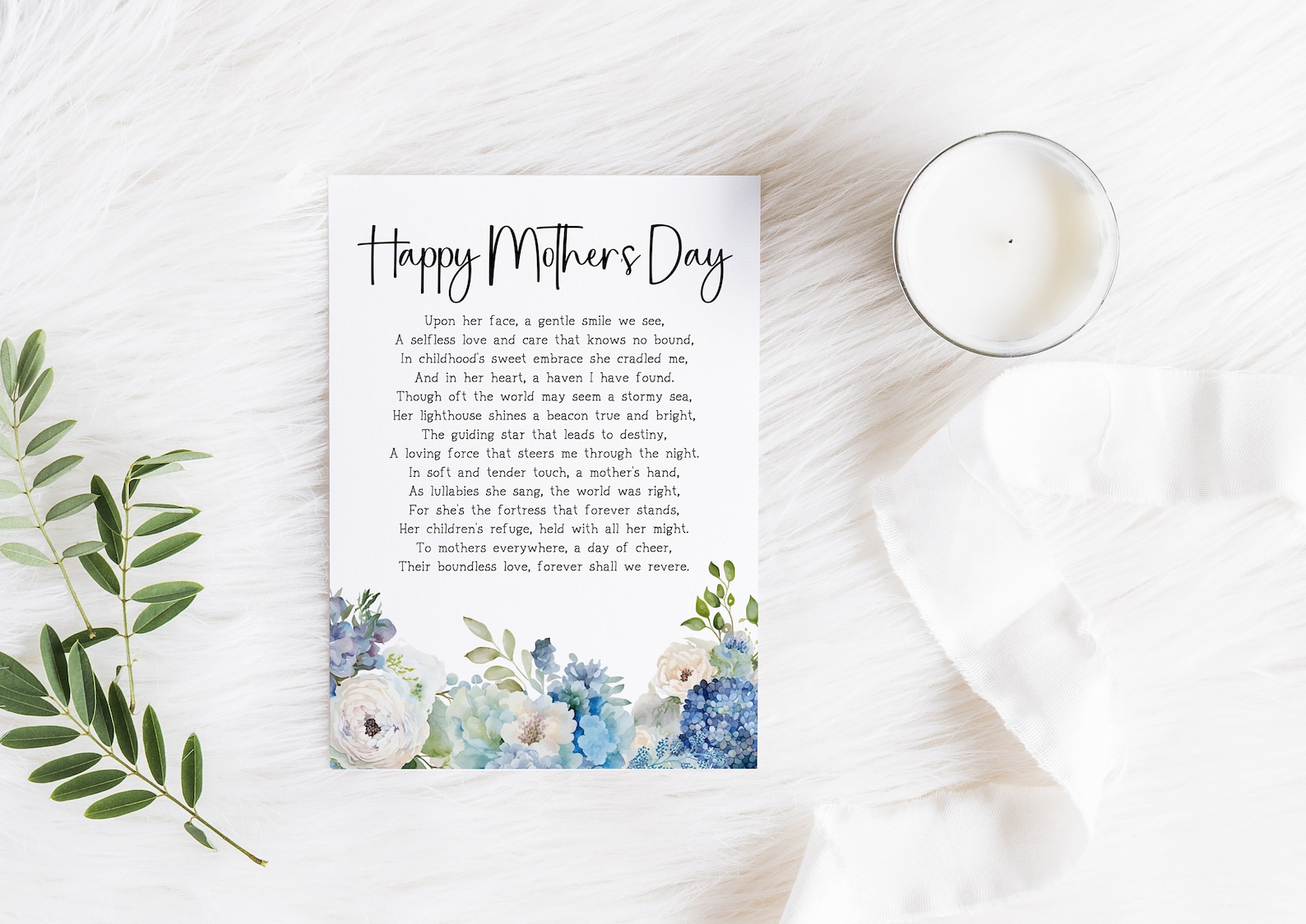 Mother's Day Poem Card | Printable Mother's Day Floral Card PDF | Card ...
