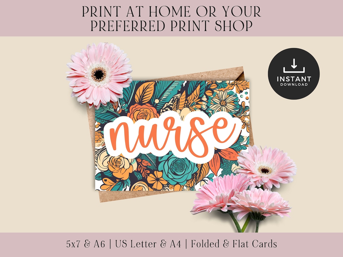 Card for Nurses Printable PDF Thank You Cards for Nurses - Etsy