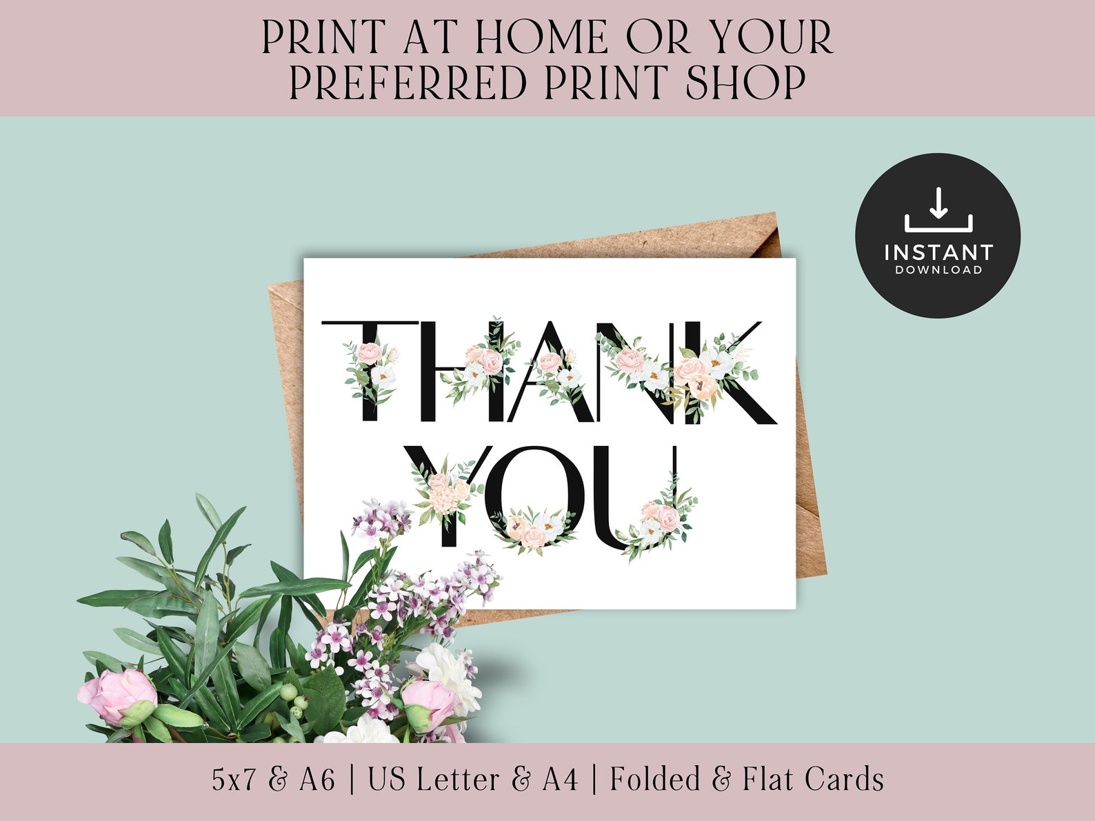 Foldable Printable Thank You Cards | Printable Thank You Card PDF ...