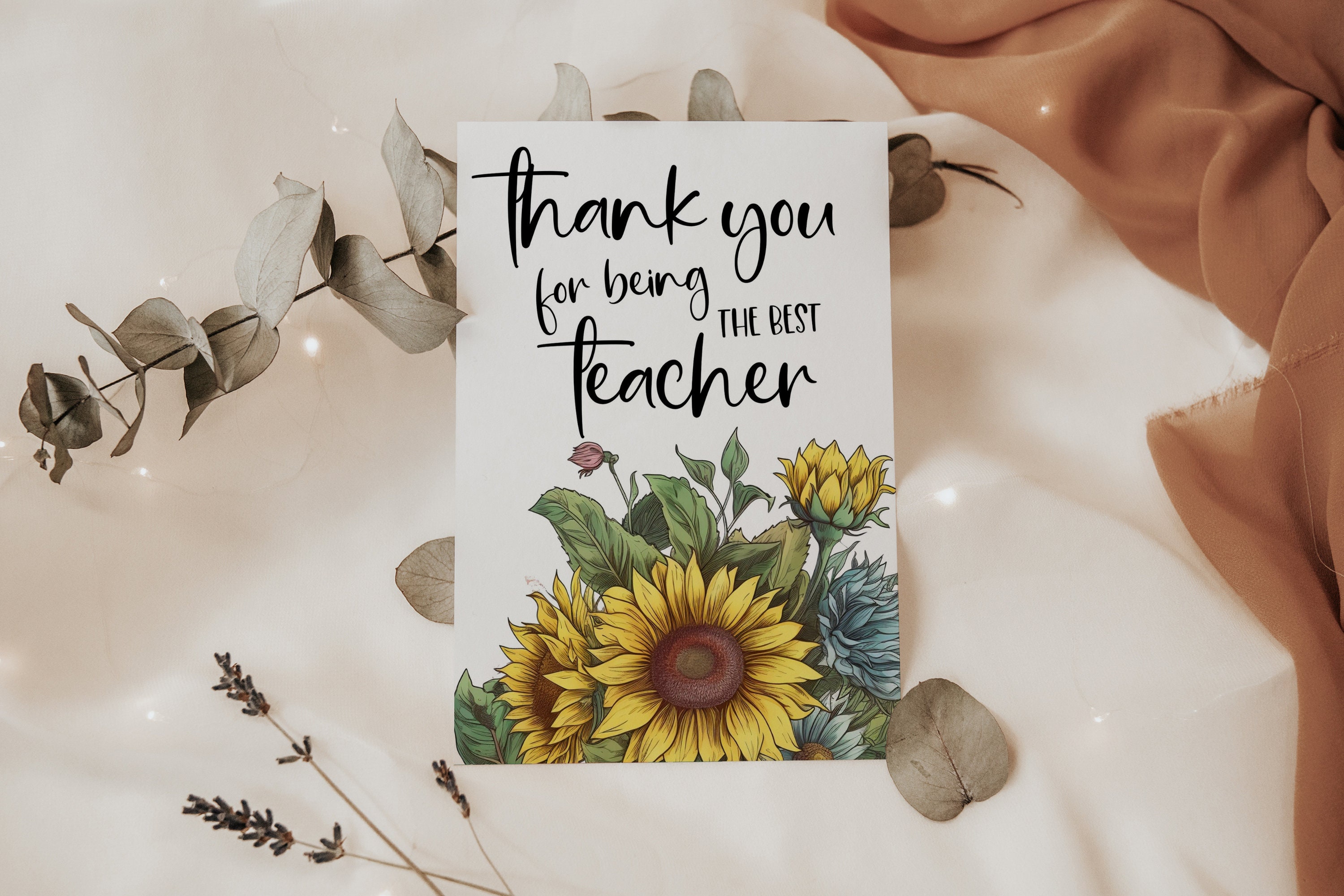 Teachers Day Card Sunflowers | Printable Card for Teacher | Teachers ...