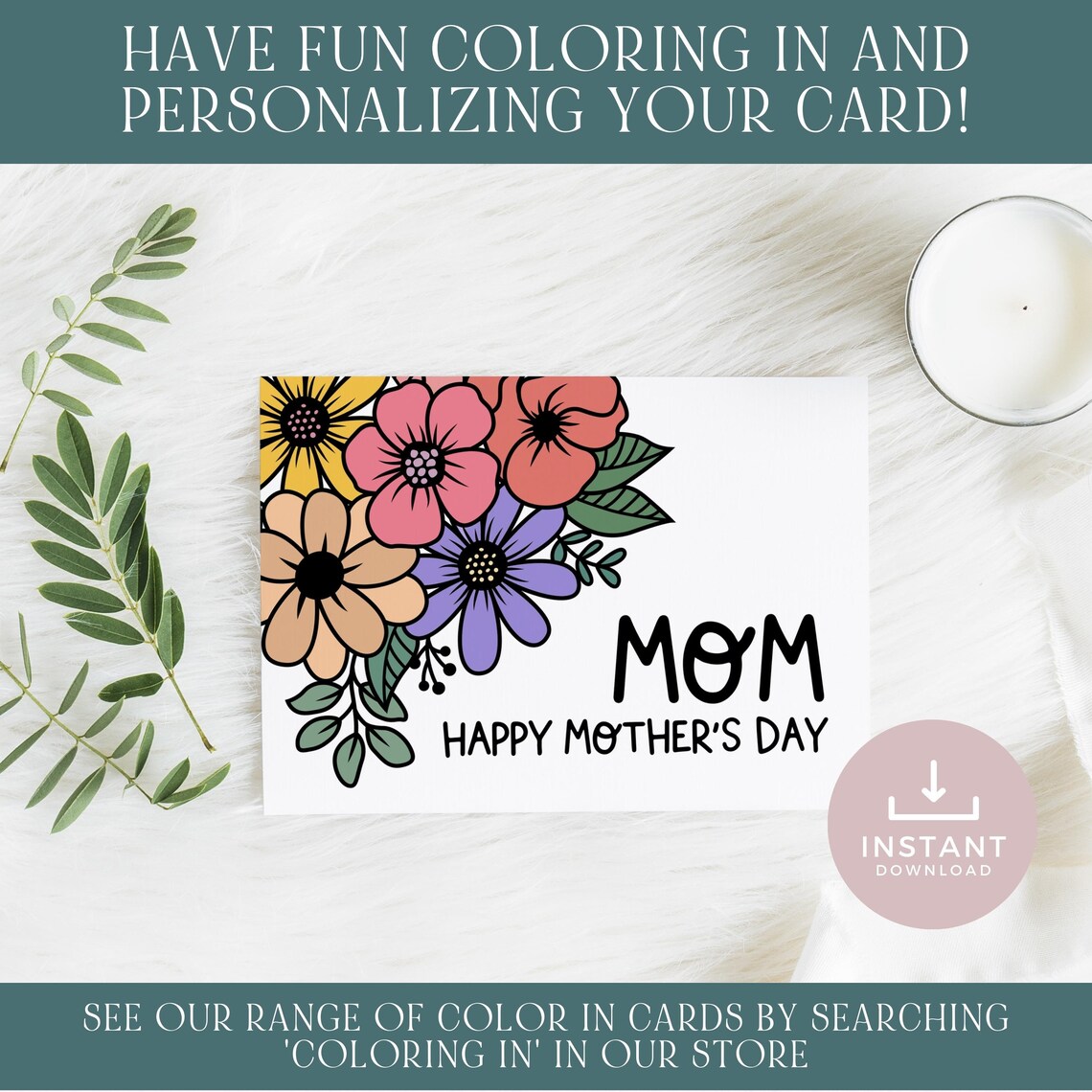 Coloring Mothers Day Card for Grandma | Printable Mother's Day Card ...