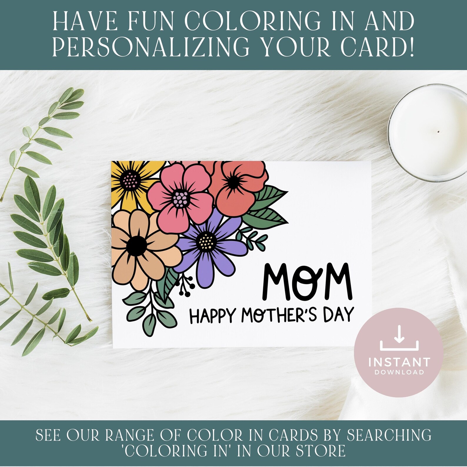 Coloring Mothers Day Card for Grandma | Printable Mother's Day Card ...
