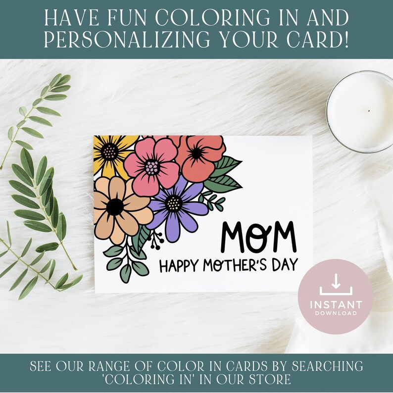 Coloring Mothers Day Card for Grandma | Printable Mother's Day Card ...