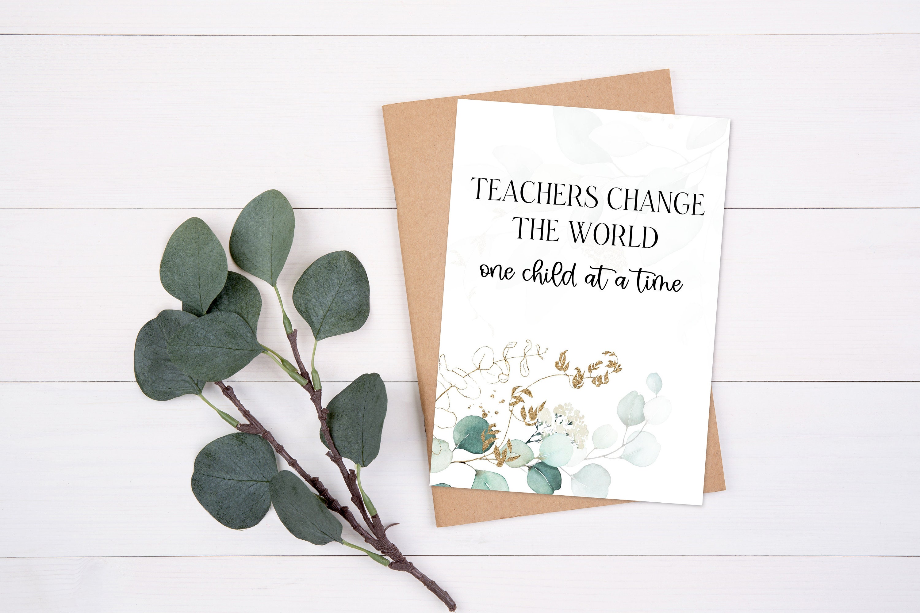Teachers Day Thank You Card Eucalyptus World Teachers Day - Etsy