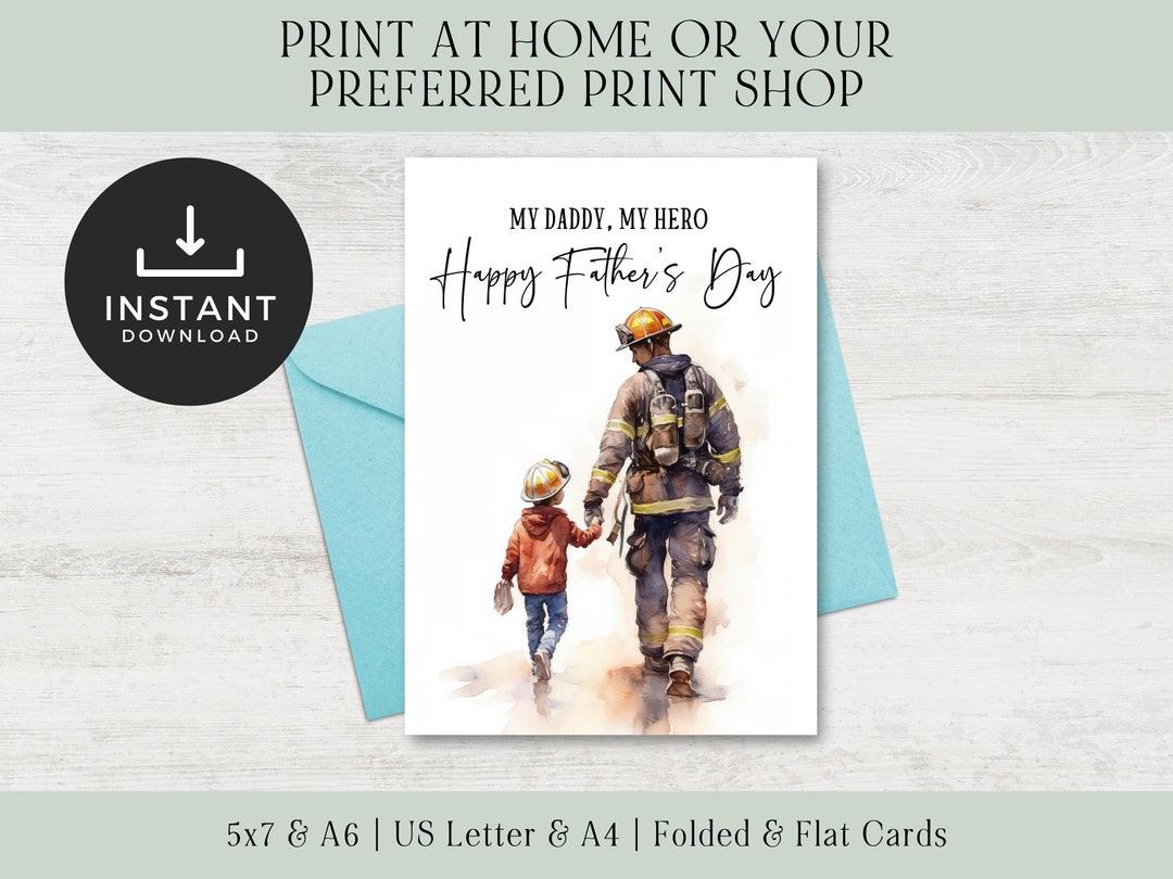 Firefighter Fathers Day Card | Hero Father's Day Card | Firefighter ...