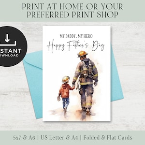 Firefighter Fathers Day Card | Hero Father's Day Card | Firefighter ...