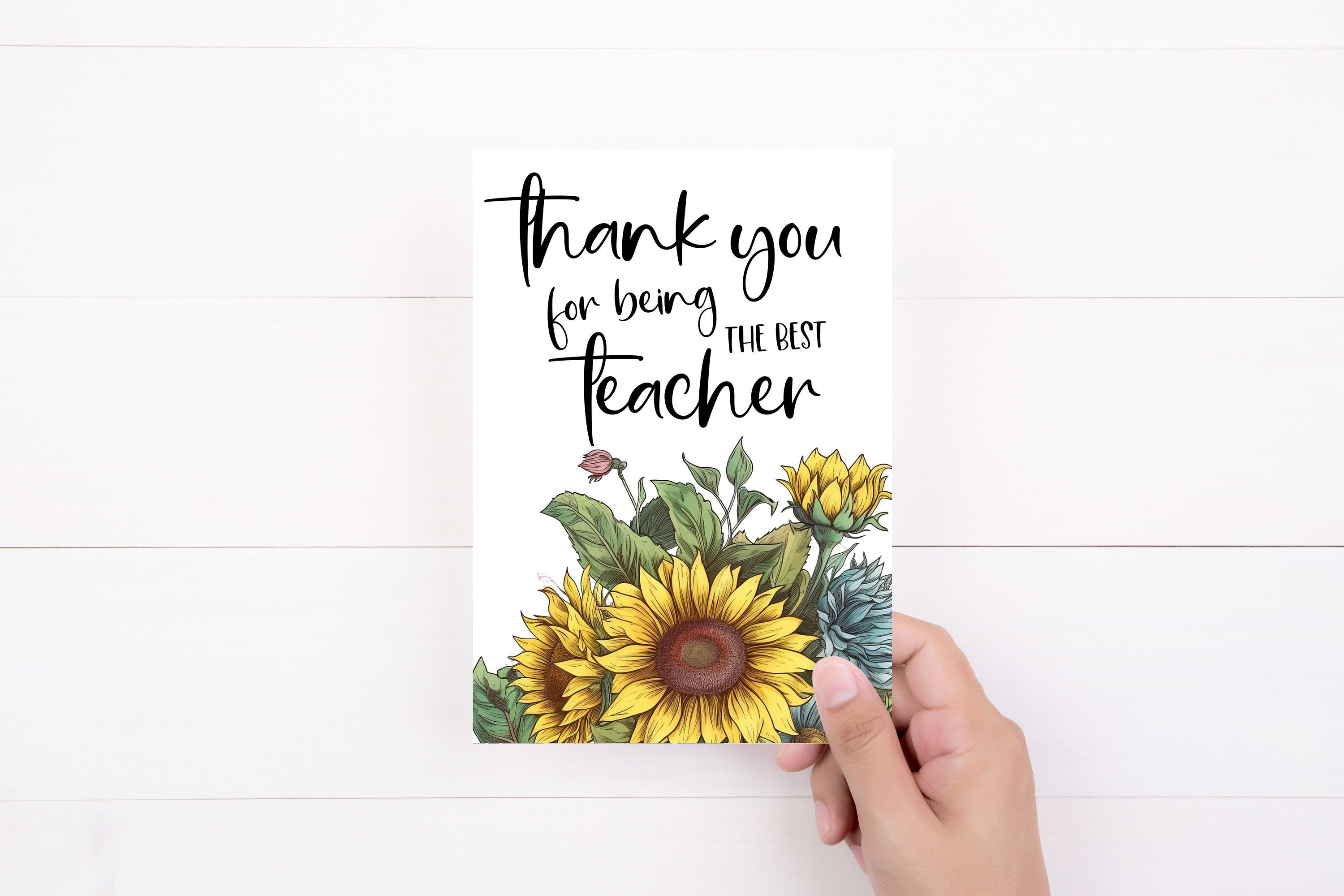 Teachers Day Card Sunflowers | Printable Card for Teacher | Teachers ...