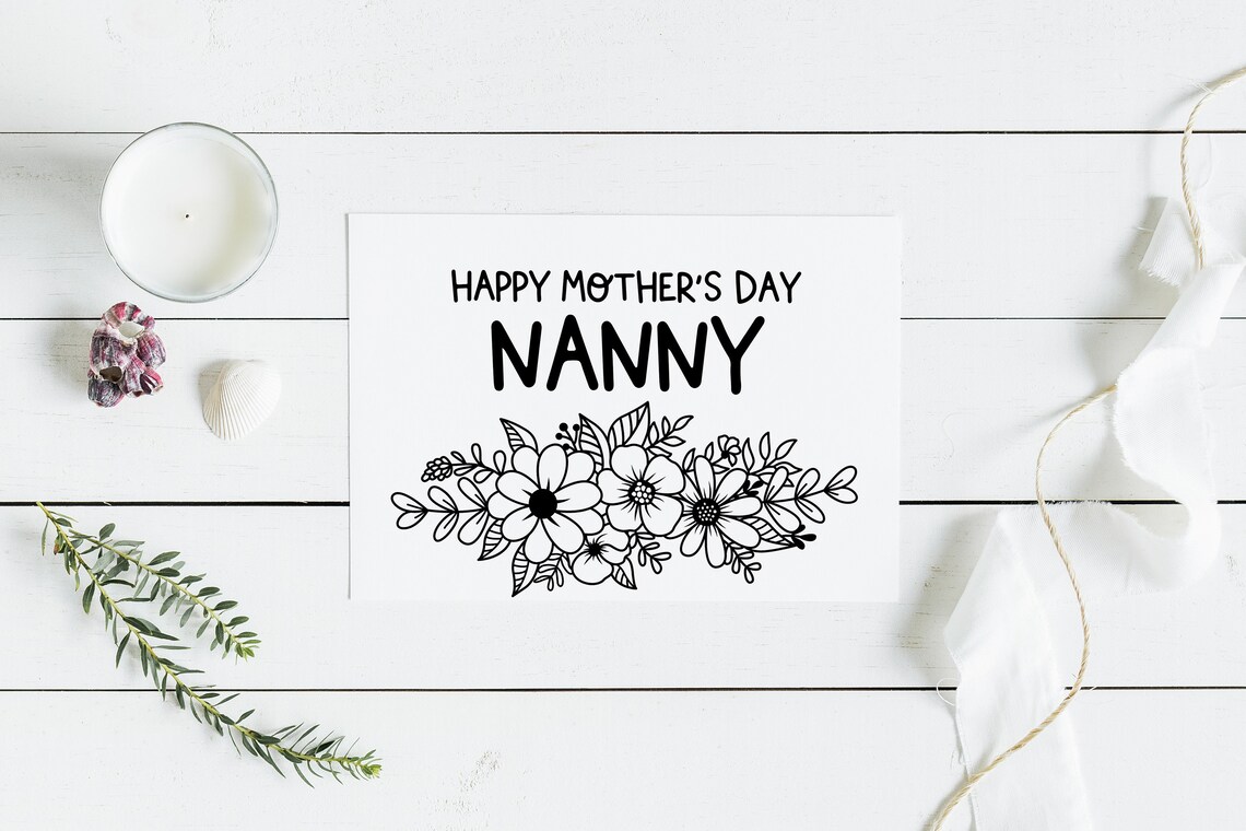 Coloring Mothers Day Card for Nanny | Printable Mother's Day Card ...