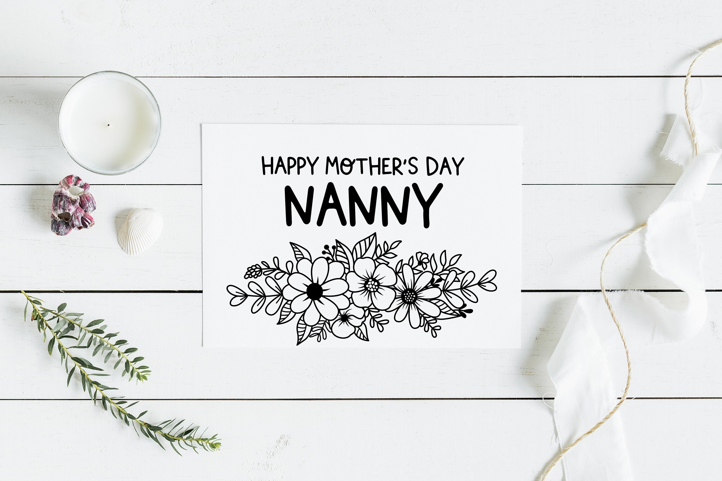 Coloring Mothers Day Card for Nanny | Printable Mother's Day Card ...