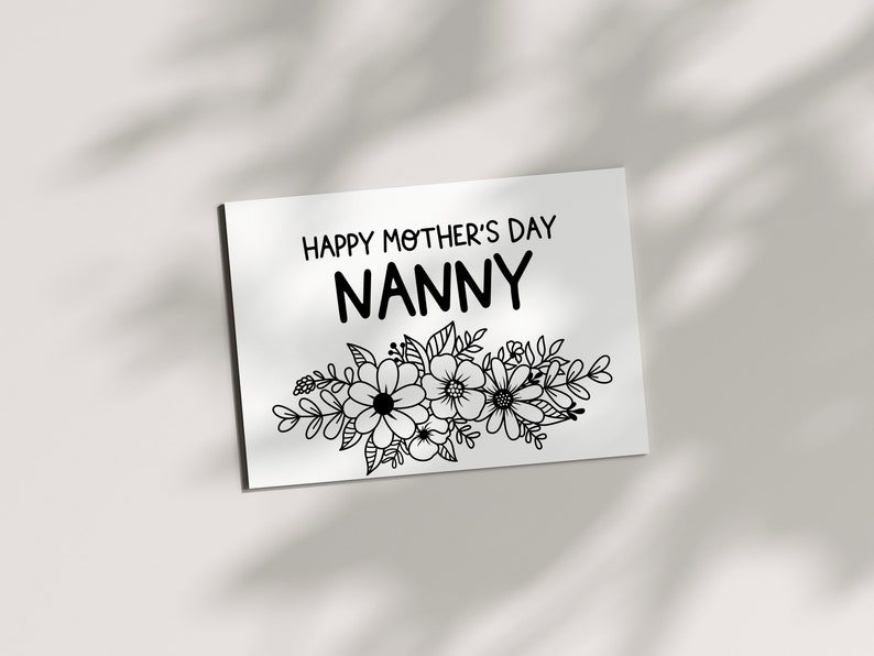 Coloring Mothers Day Card for Nanny | Printable Mother's Day Card ...