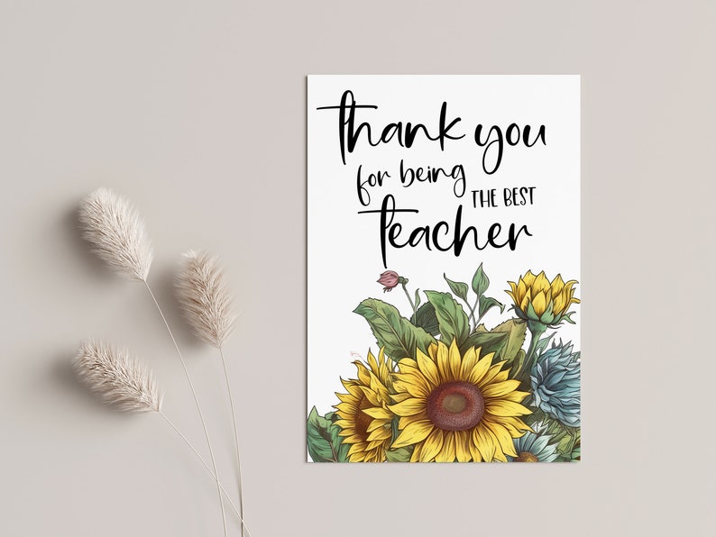 Teachers Day Card Sunflowers | Printable Card for Teacher | Teachers ...